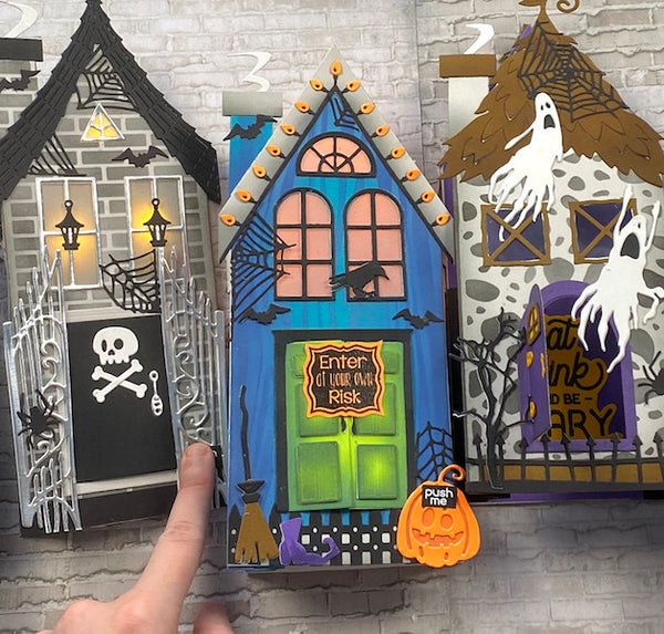 Custom Light Up Haunted House Pop up Invitations – Scrappy Tails Crafts